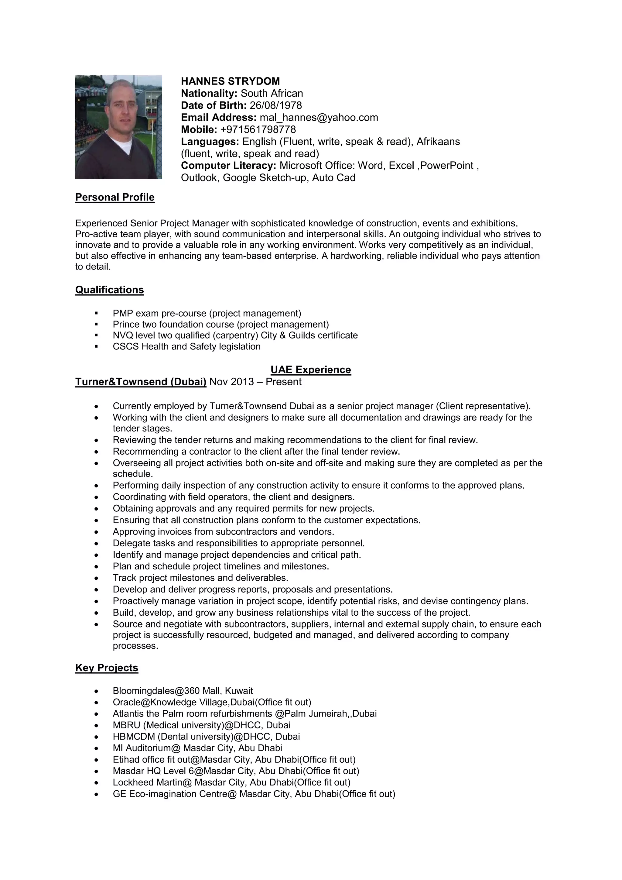 Hannes strydom CV | PDF