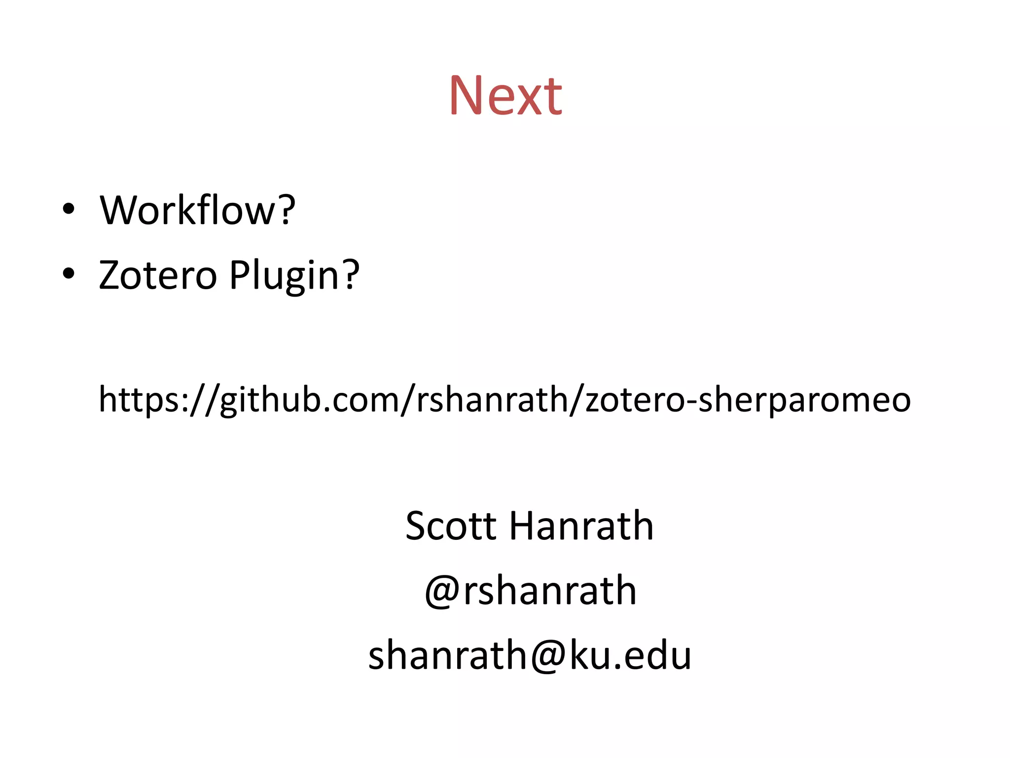 Zotero and Sherpa/RoMEO | PPTX