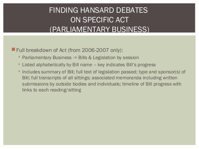 Research using Hansard