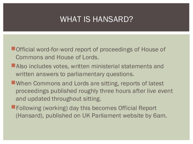Research using Hansard