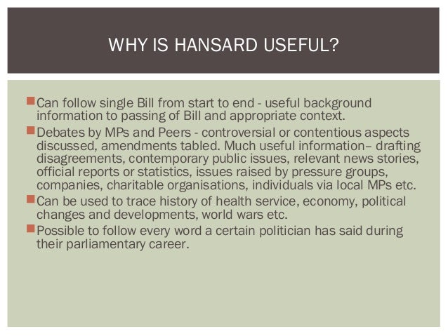 Research using Hansard