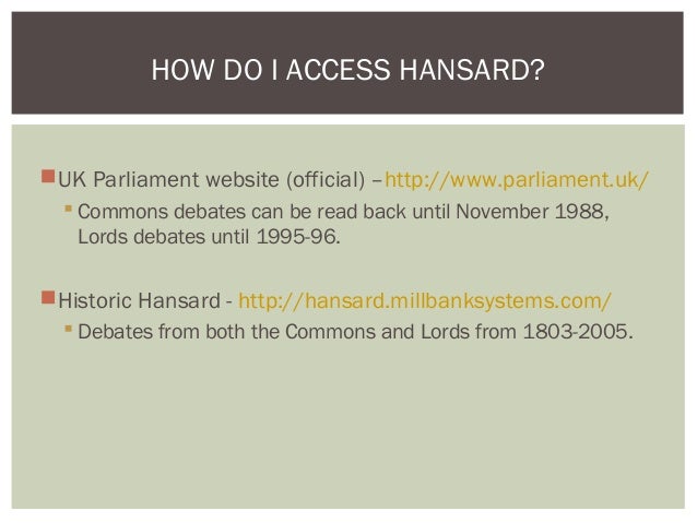 Research using Hansard