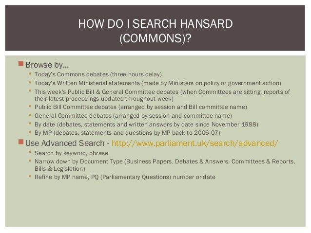 Research using Hansard