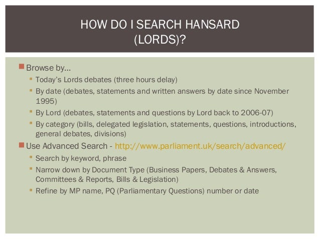 Research using Hansard
