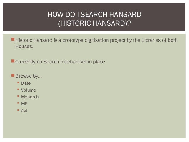 Research using Hansard