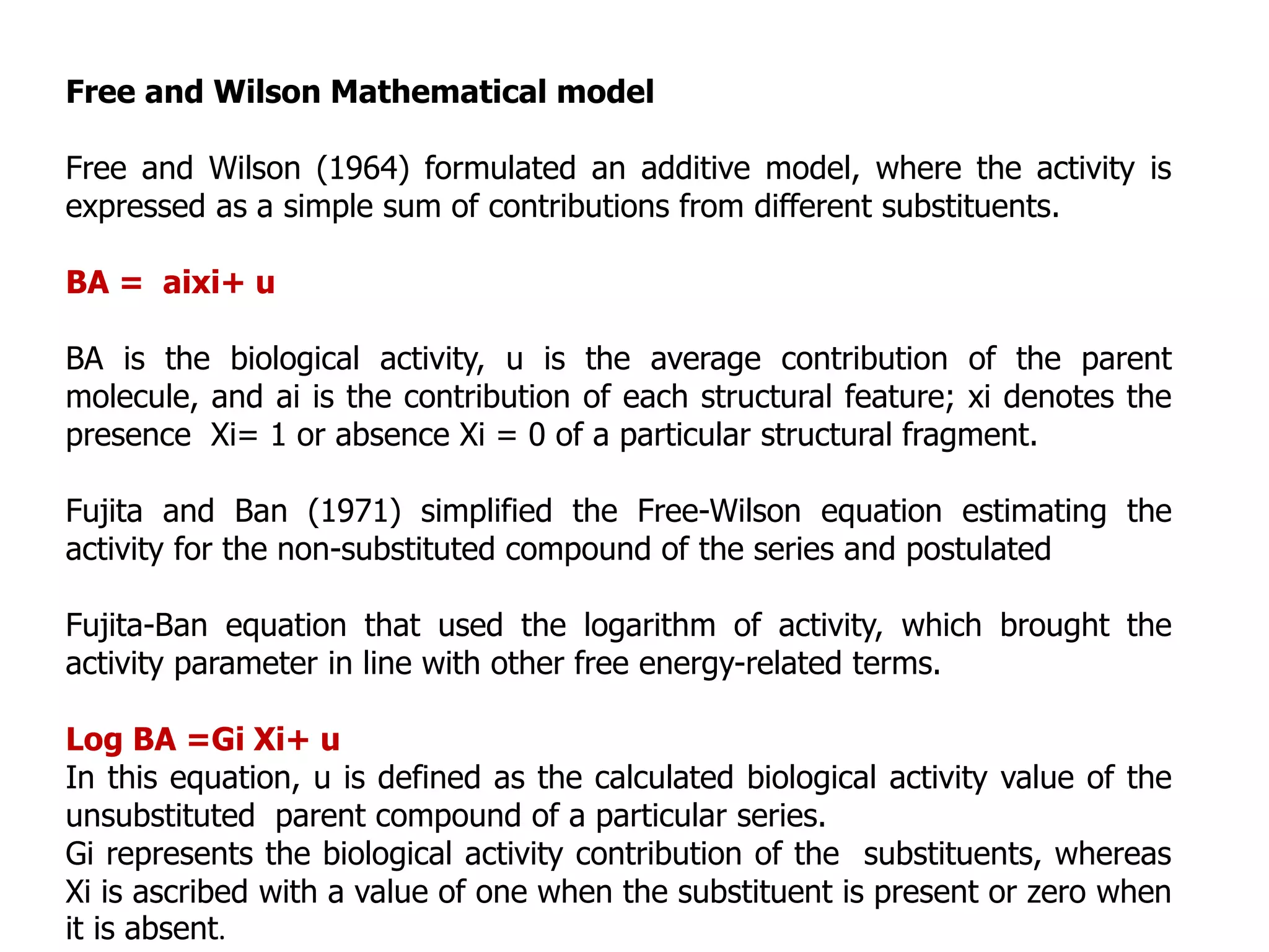 Hansch and free wilson analysis | PPTX