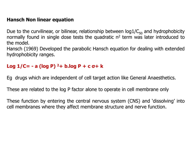 Hansch and free wilson analysis | PPTX | Chemistry | Science