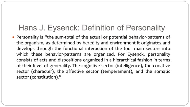Hans Eysenck theory of Personality | PPTX