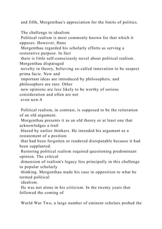 Hans J. Morgenthau and the Legacy of Political RealismA.docx