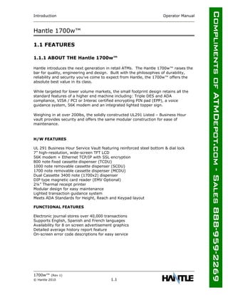 Hantle 1700 w-atm-owners-manual | PDF