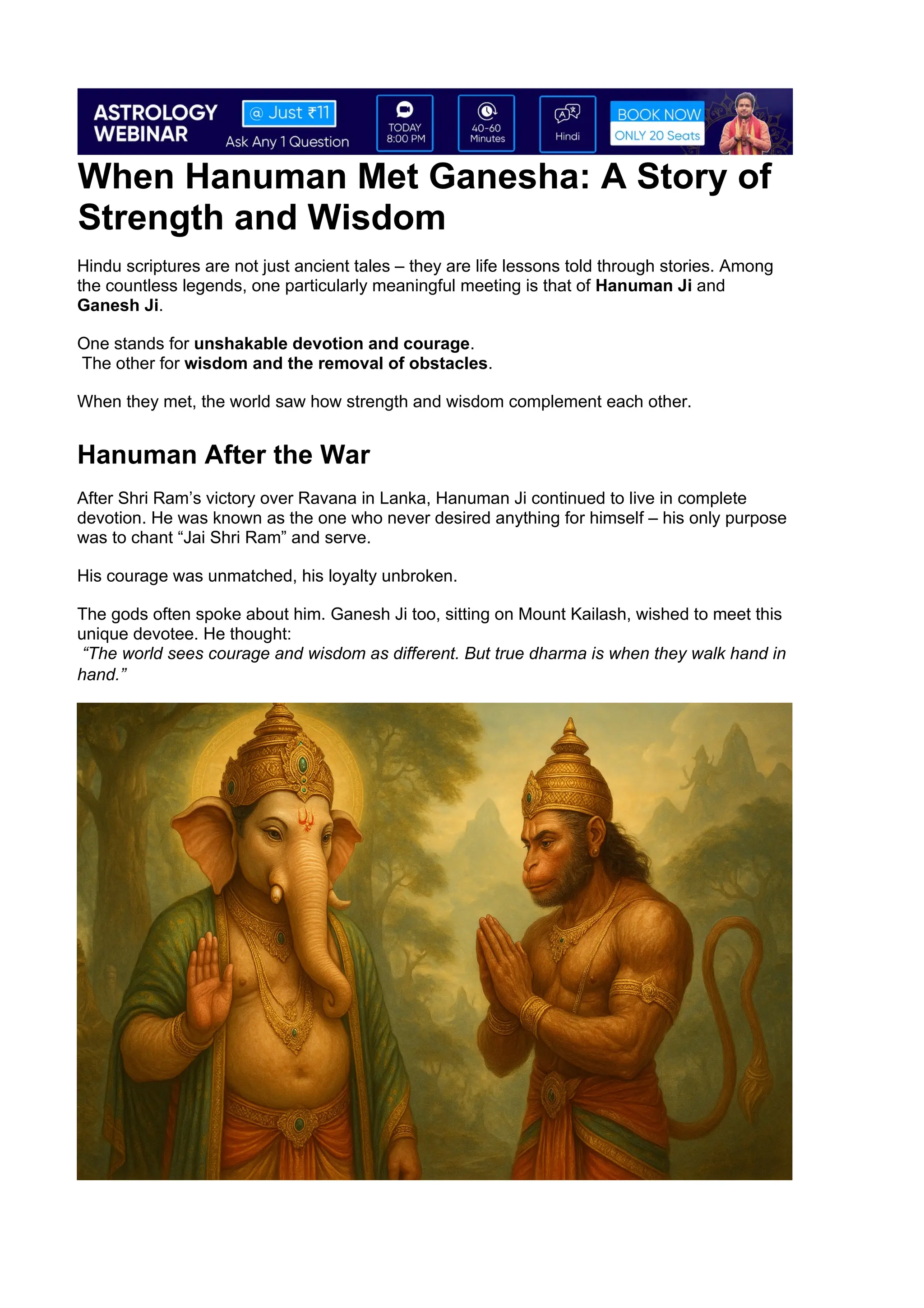 Hanuman and Ganesh ji Friendship and meeting | DOCX