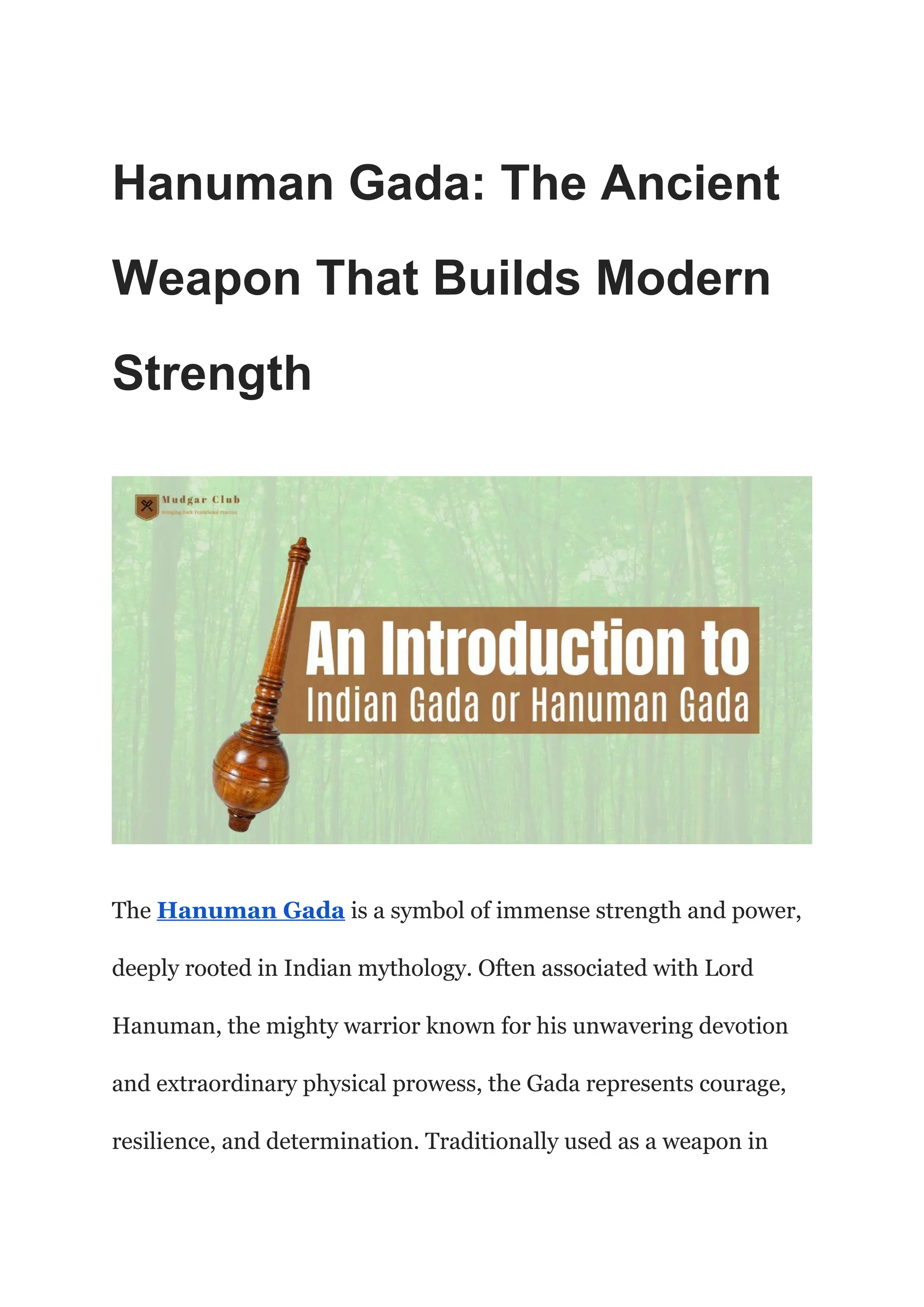 Hanuman Gada: A Complete Guide For Beginners | DOCX