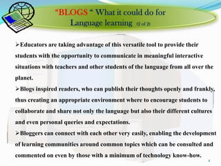 Using Blogs in language learning | PPTX | Workshops and Classes ...