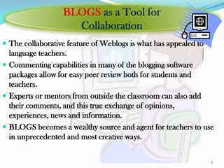 Using Blogs in language learning | PPTX | Workshops and Classes ...
