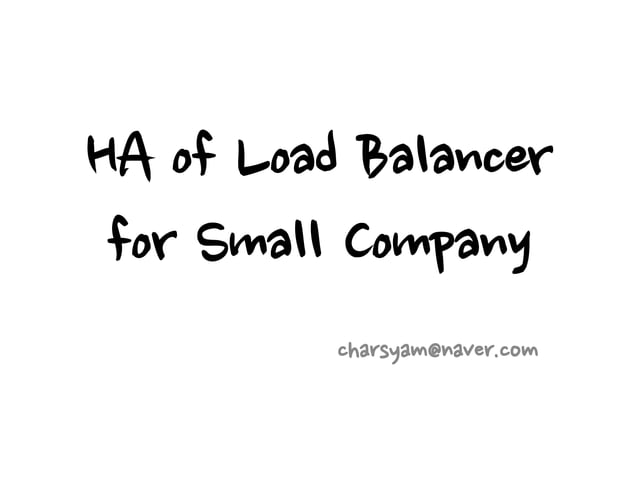 Ha of load balancer | PDF