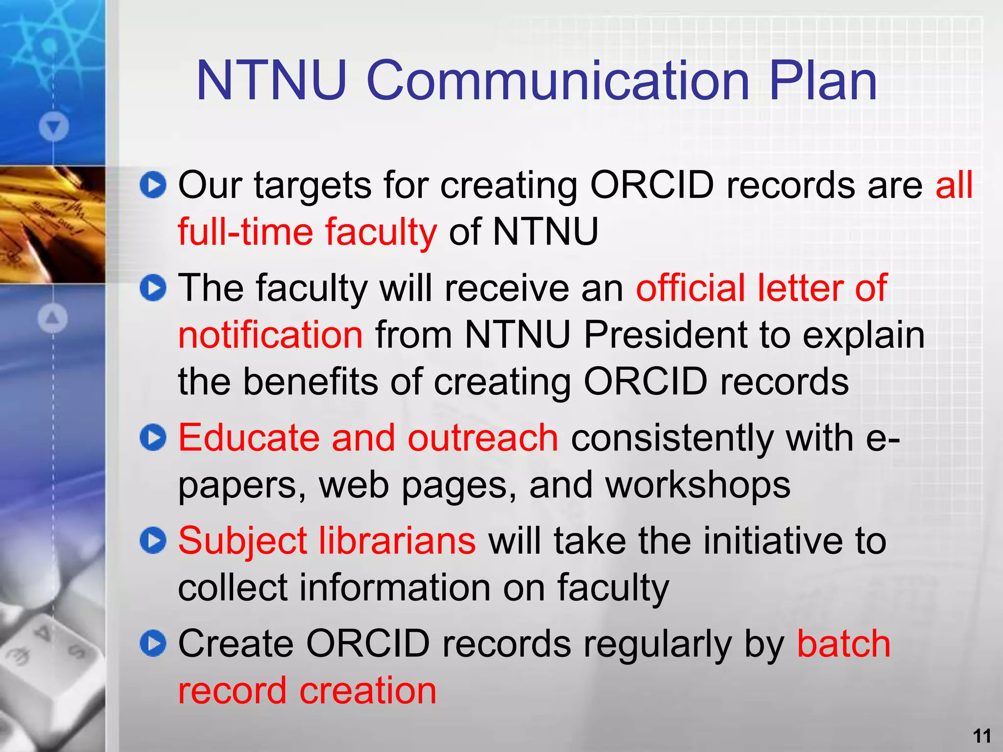 ORCID Implementation in National Taiwan Normal University (NTNU) | PPT