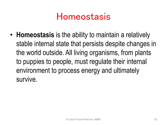 Human Anatomy and Physiology : Basic Life process, Homeostasis | PPT