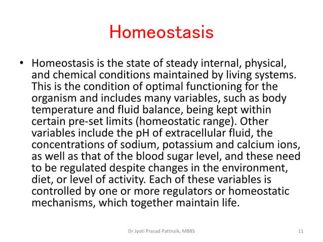 Human Anatomy and Physiology : Basic Life process, Homeostasis | PPT