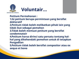 materi kuliah universitas terbuka hukum acara perdata | PPT