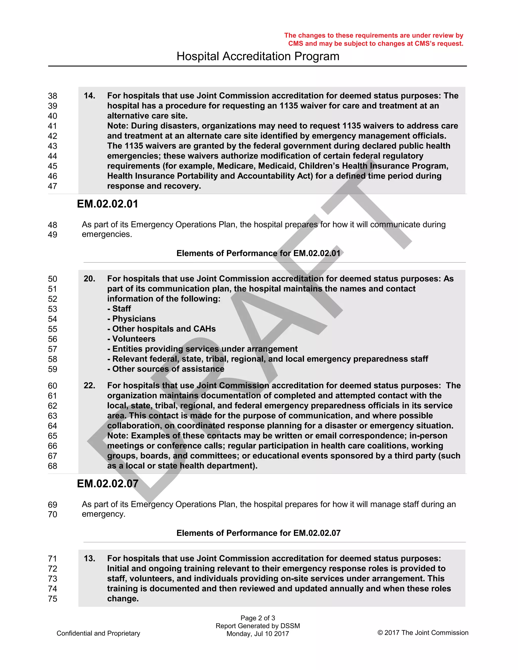 Draft Emergency Management Final Rule Standards Revision | PDF