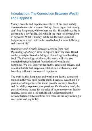 Happiness and Wealth: Timeless Lessons from The Psychology of Money ...