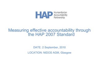 HAP - Measuring Effectiveness in international development | PPT