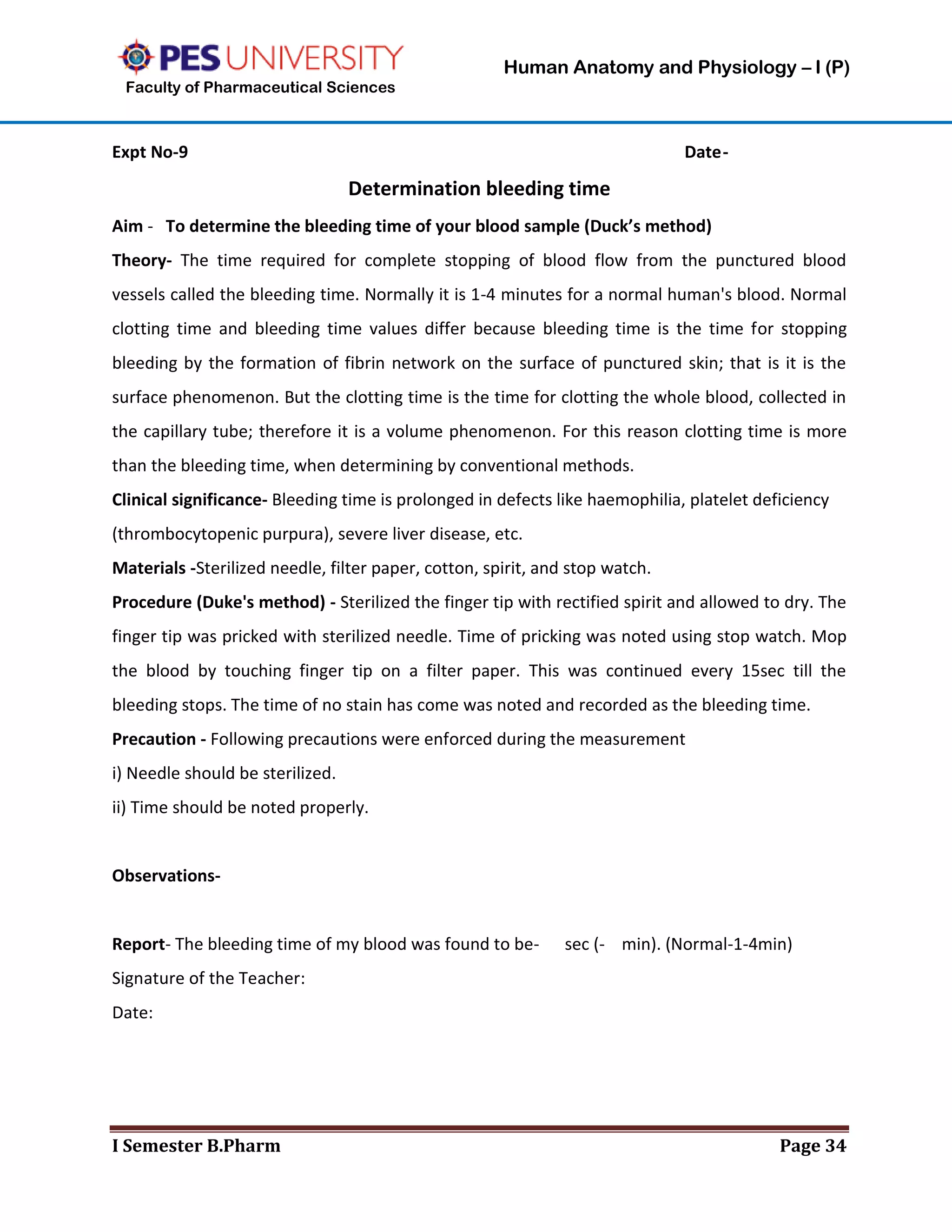 HAP I (P) lab manual | PDF