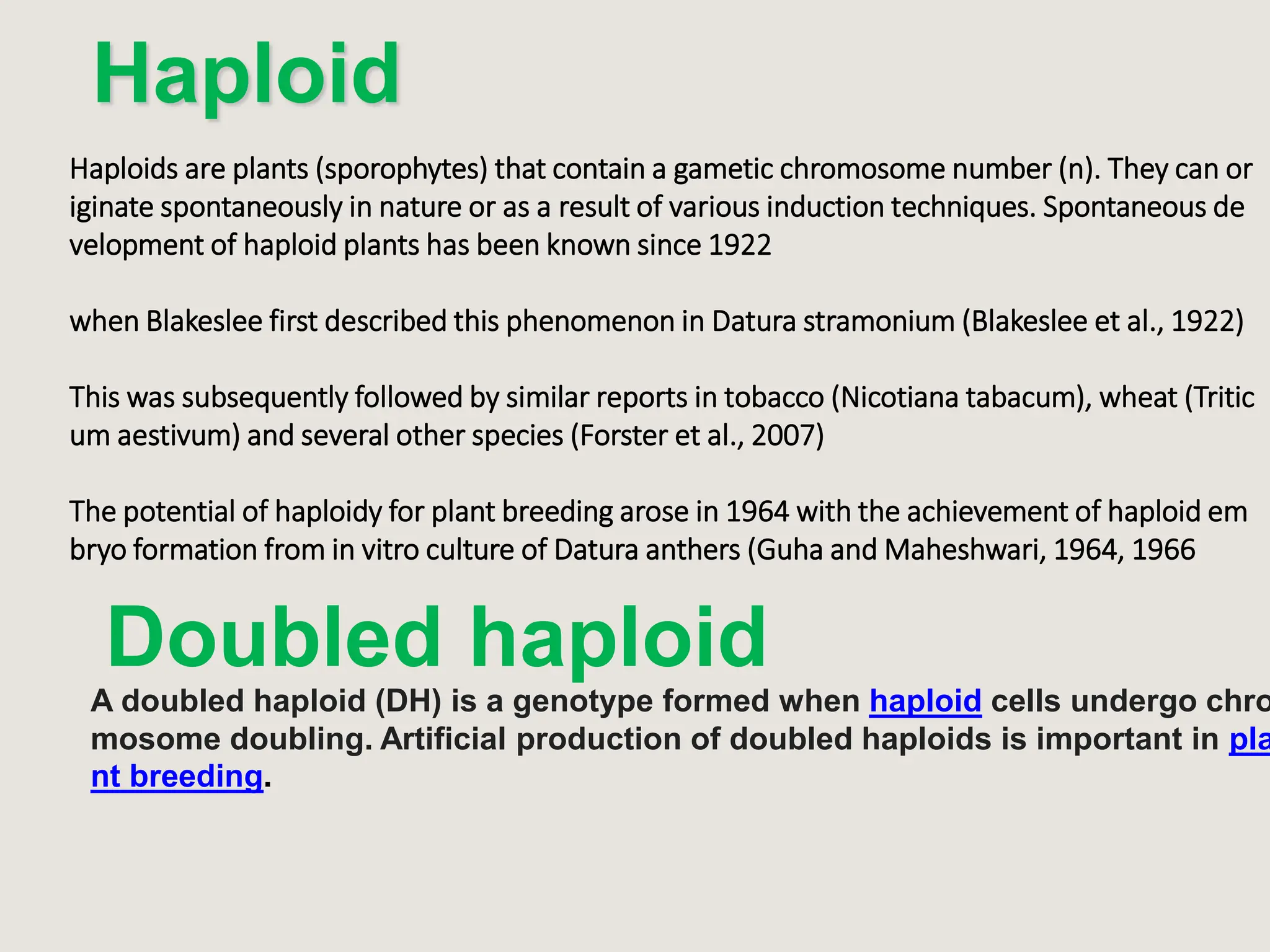 Haploid and double haploid Production and their roles in crop ...