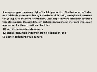 Haploid and double haploid Production and their roles in crop ...