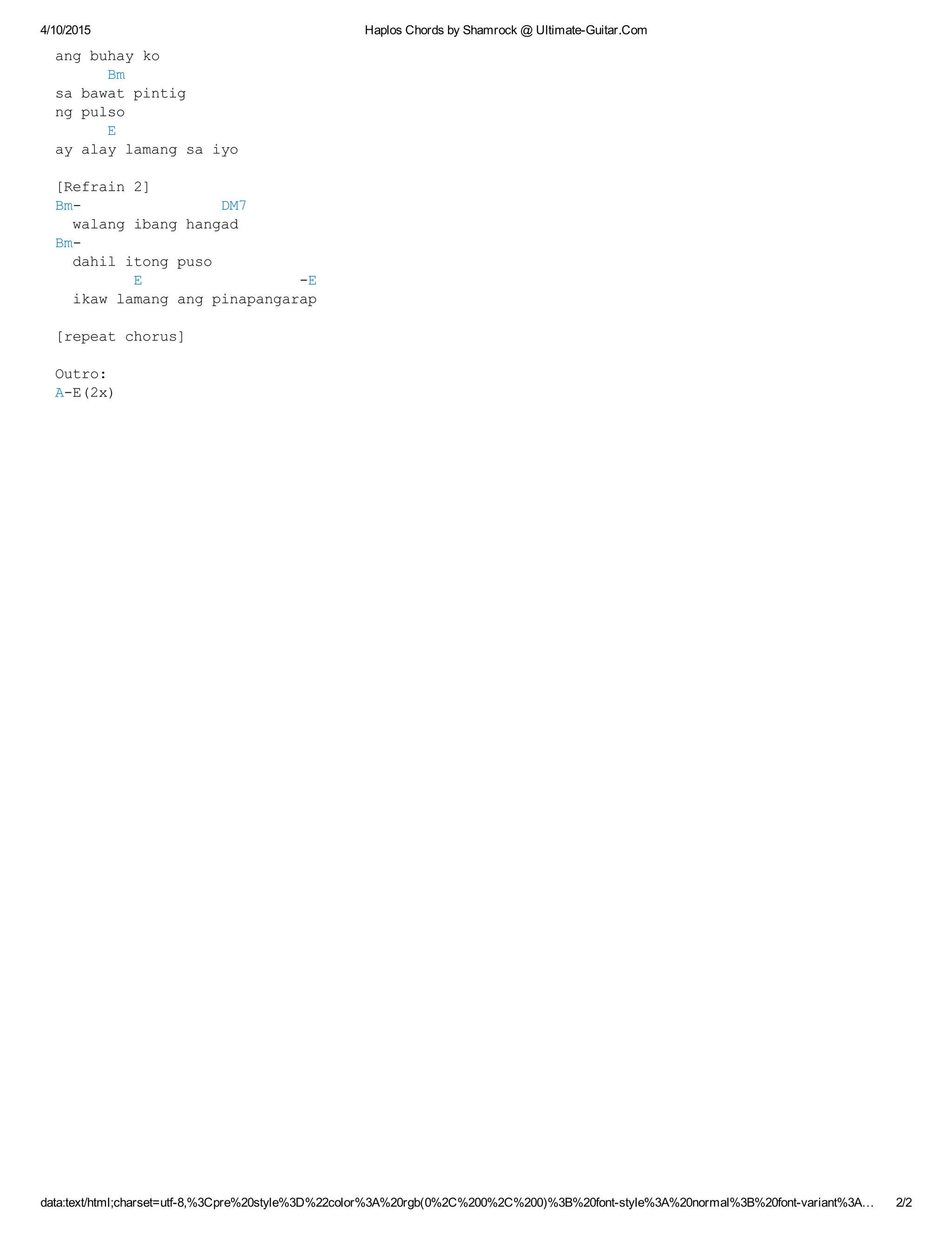 Haplos chords by shamrock @ ultimate guitar | PDF