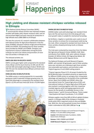 High yielding and disease resistant chickpea varieties released in Ethiopia | PDF | Agriculture ...