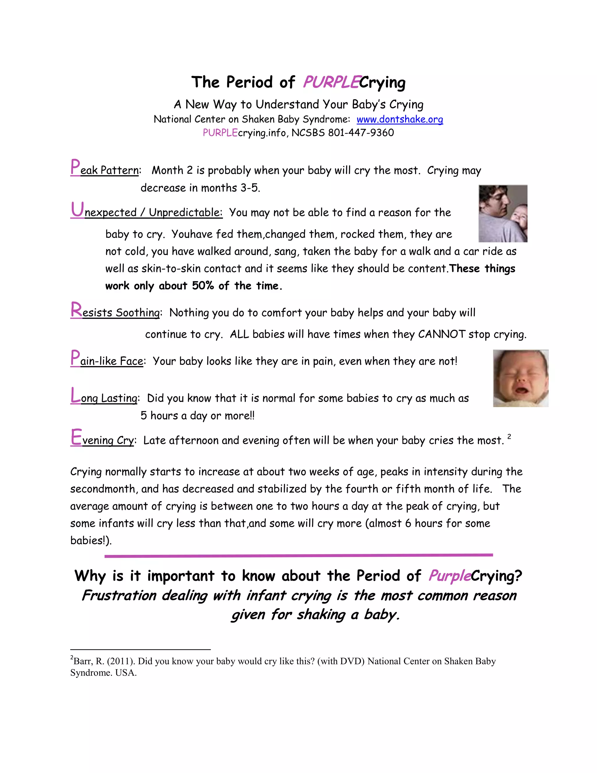 Happiest baby on the block handout, purple crying | DOCX