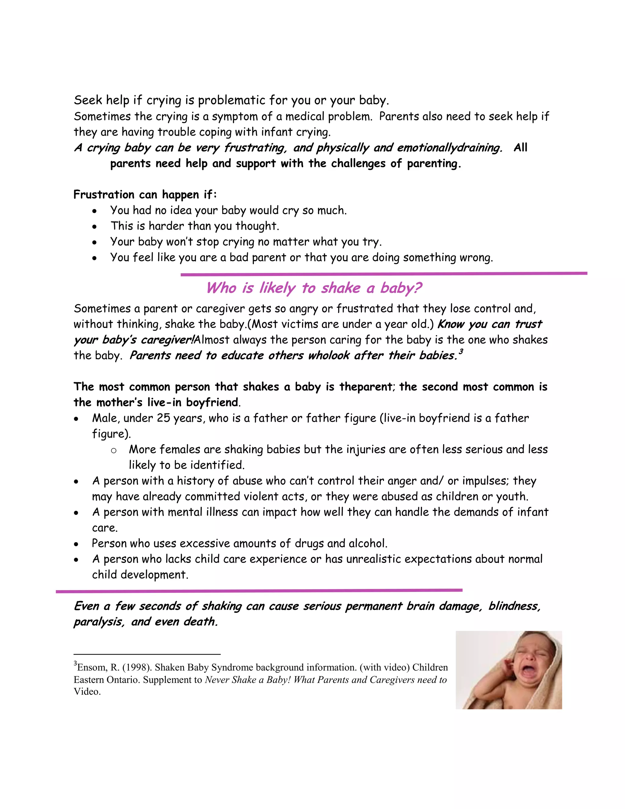 Happiest baby on the block handout, purple crying | DOCX