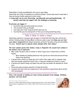 Happiest baby on the block handout, purple crying | DOCX