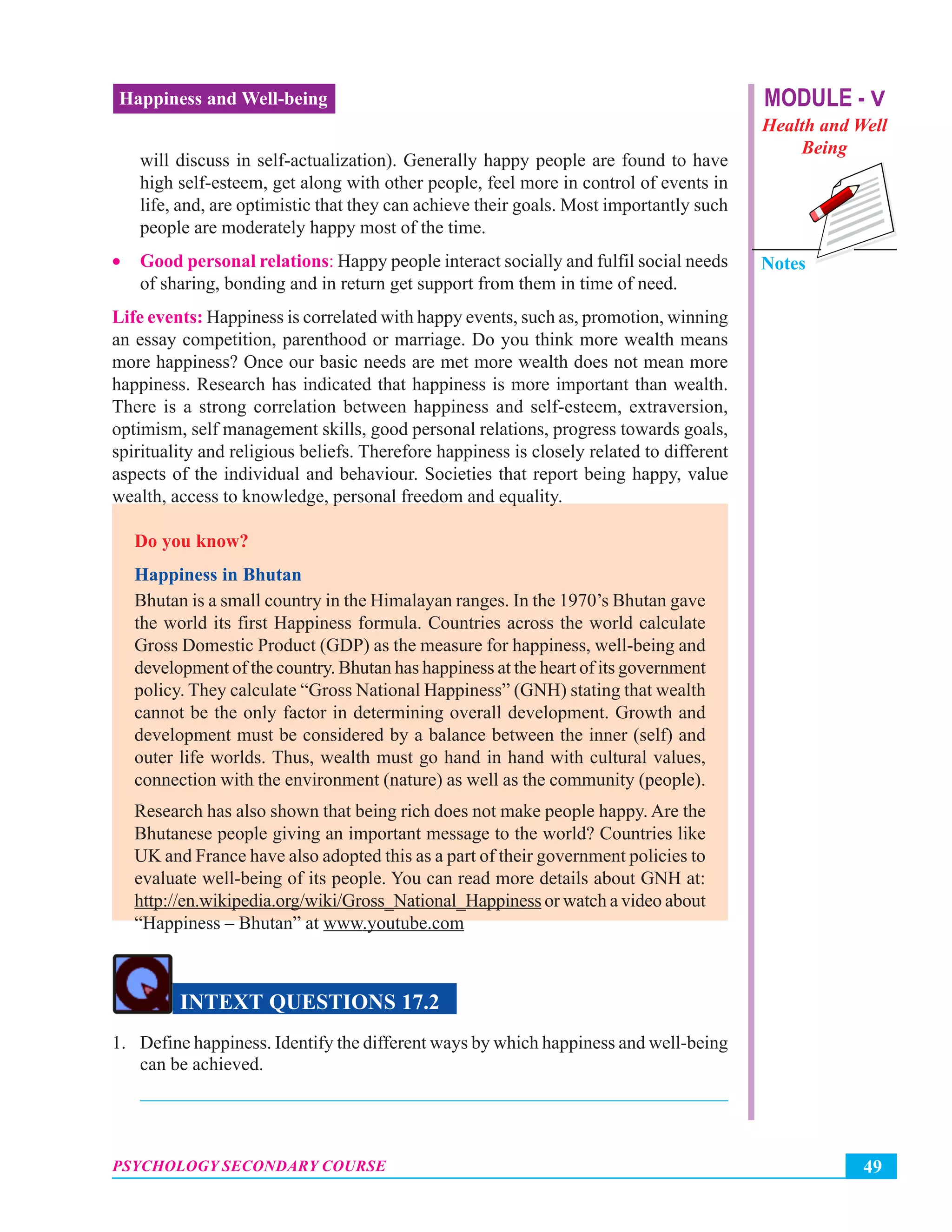 Happiness and well being | PDF