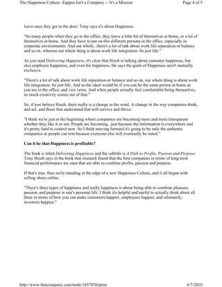 Happiness Culture Zappos | PDF
