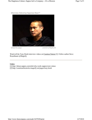 Happiness Culture Zappos | PDF