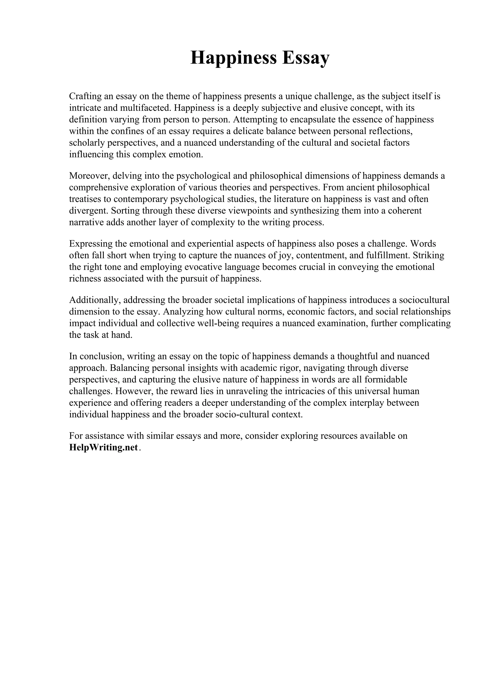 Happiness Essay.pdf | Books and Literature