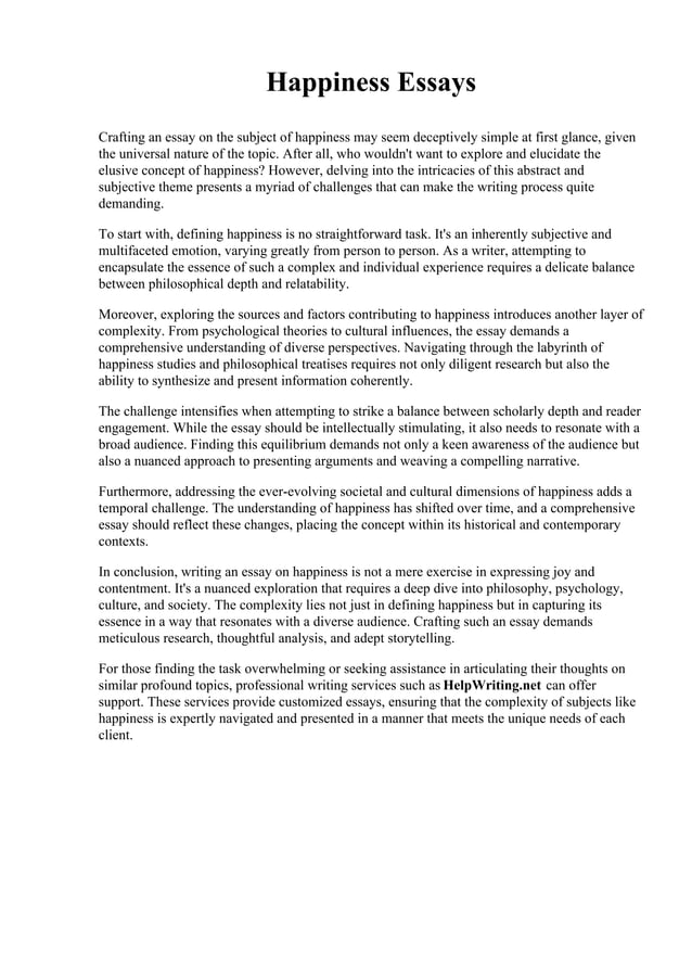 Happiness Essays. Saint Michael College of Allied Health | PDF | Education