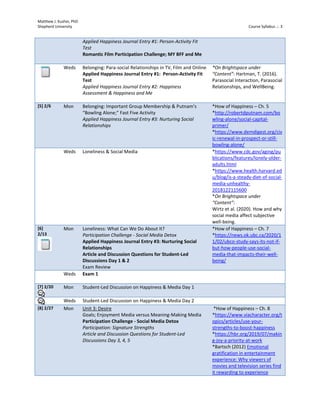 Happiness: Media versus Reality - Syllabus for College Class | DOC ...