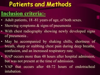 PATTERN OF HOSPITAL-ACQUIRED PNEUMONIA IN INTENSIVE CARE UNIT OF SUEZ ...