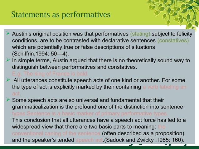 speech act theory in semantics | PPT