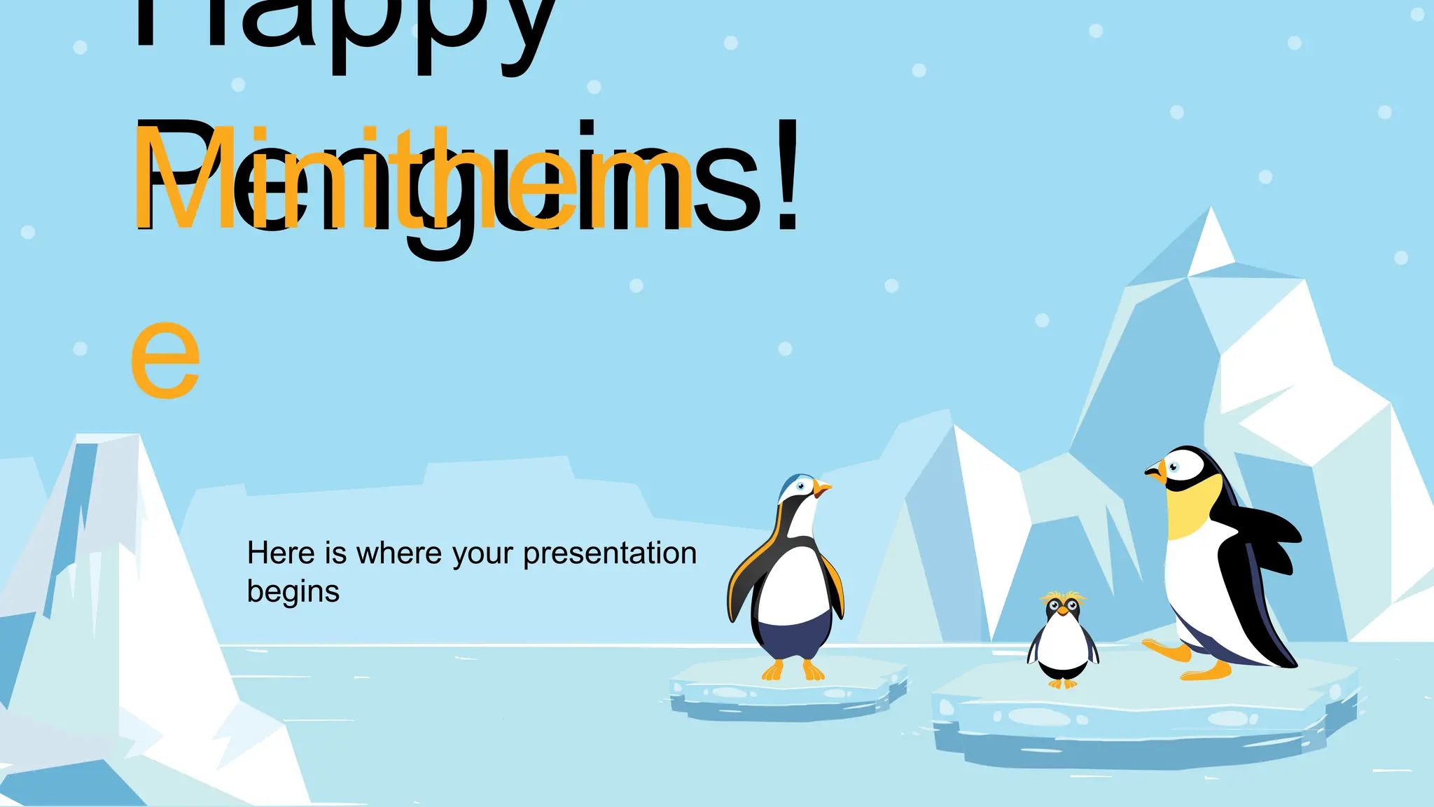 happy-penguins-template for your artic, penguin, ice presentations | PPT