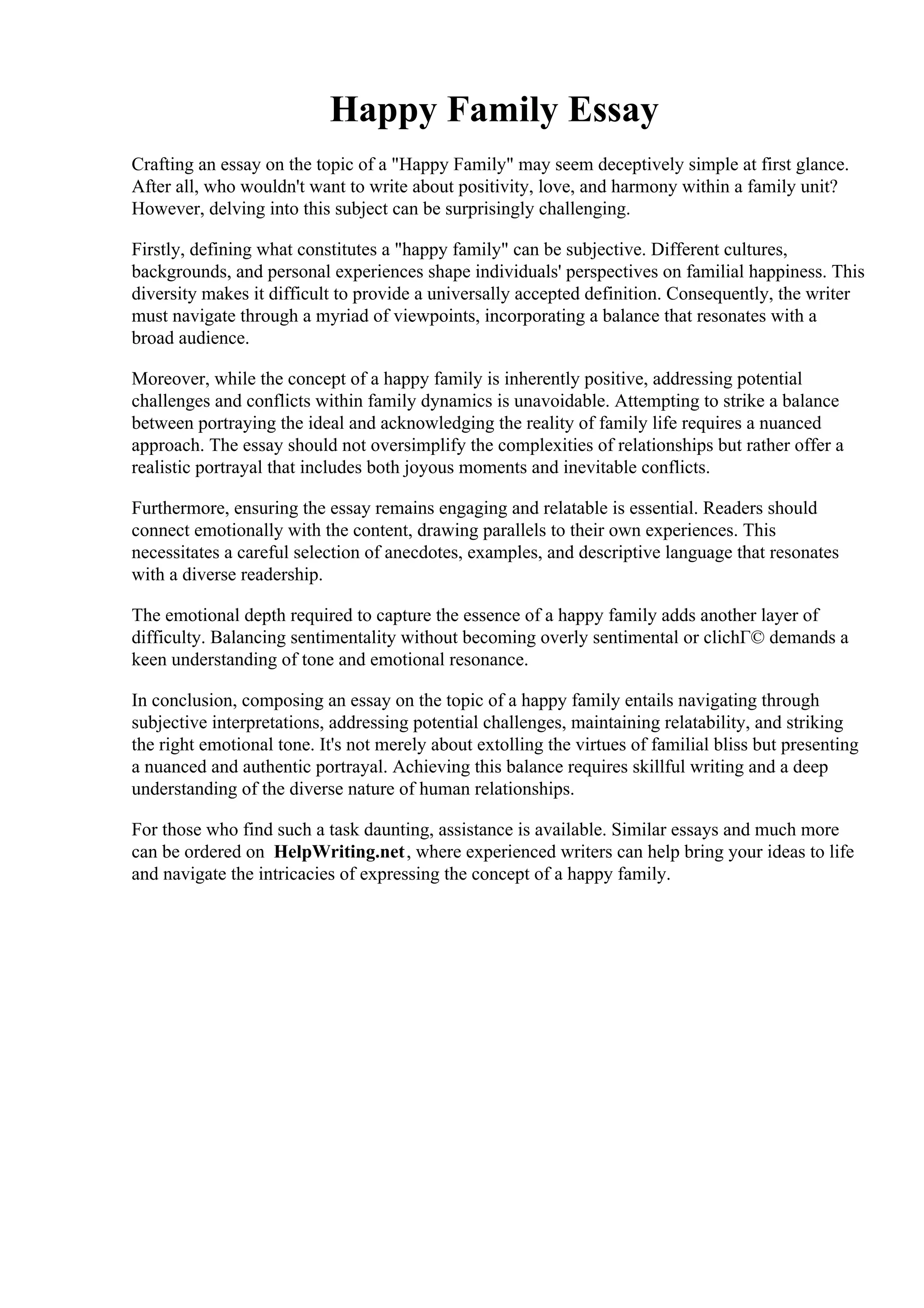 Happy Family Essay. My Family - Short Essay, Brief Essay, 5 lines about ...