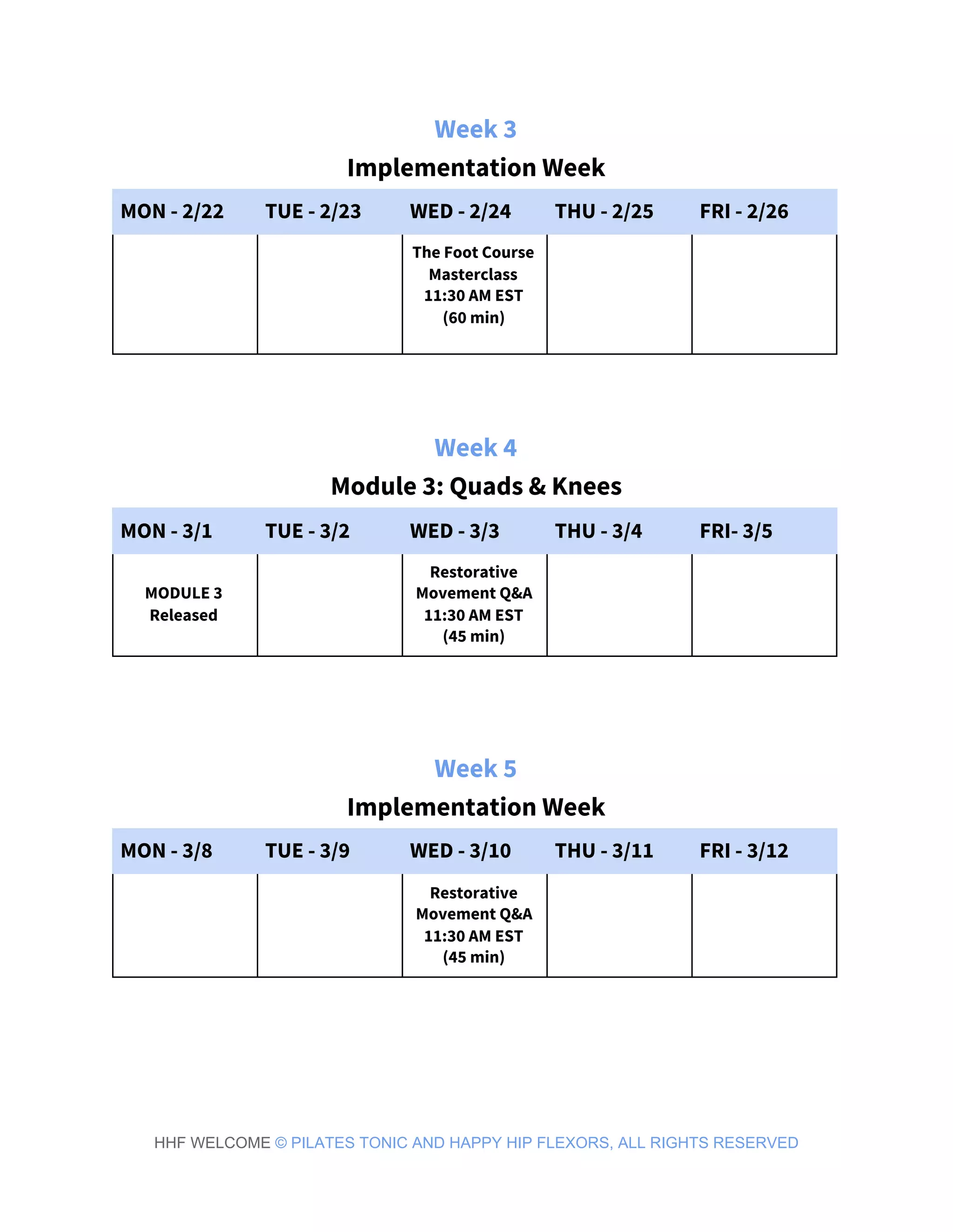 Happy hip flexors spring 2021 calendar | PDF