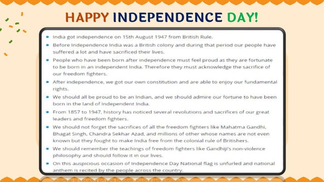 Happy Independence day { PPT } | PPTX