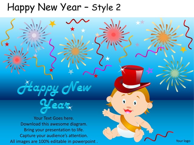 Happy new year celebration style 2 powerpoint templates | PPT
