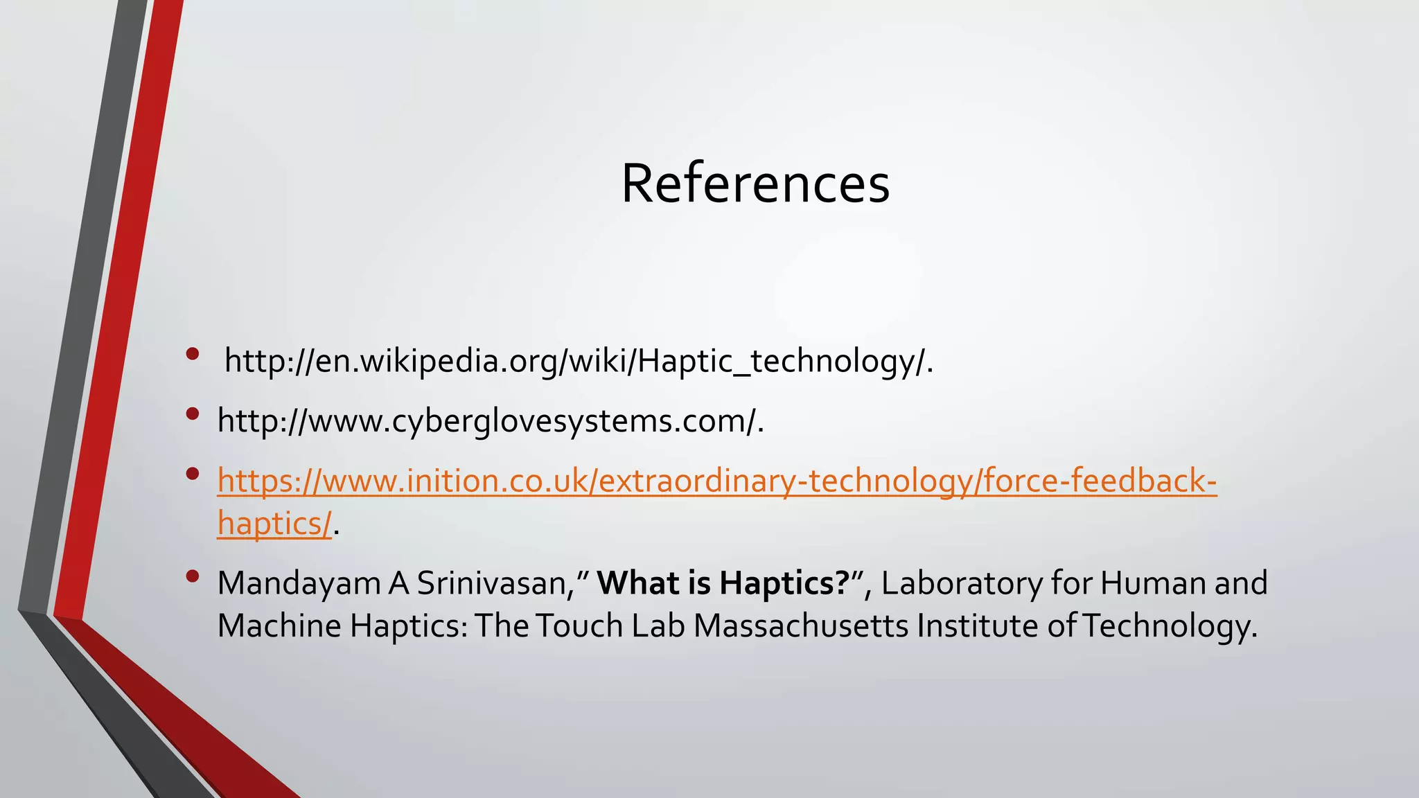 Haptic technology ppt | PPTX