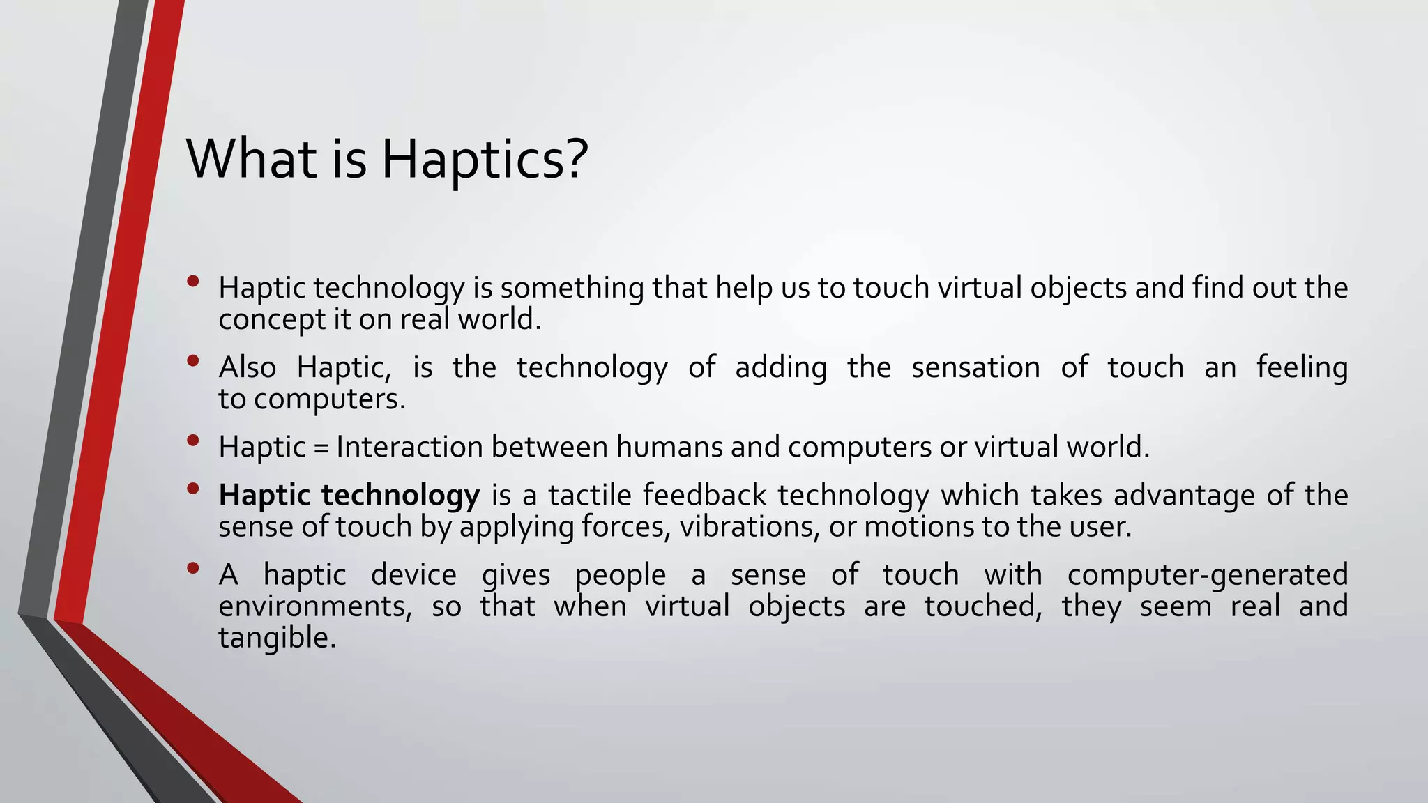 Haptic technology ppt | PPTX