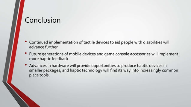 Haptic technology ppt | PPTX | Consumer Electronics | Technology & Computing